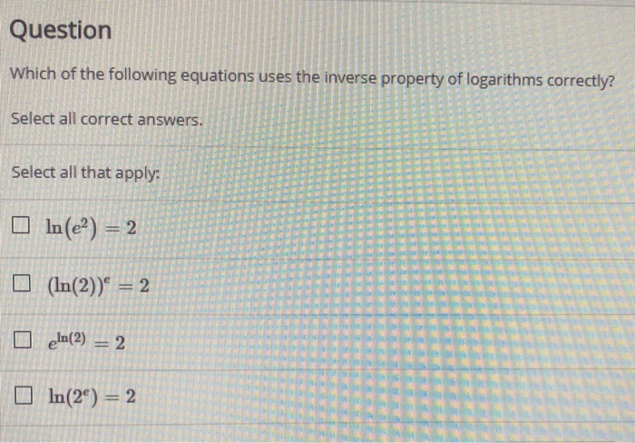 Solved Question Which of the following equations uses the | Chegg.com