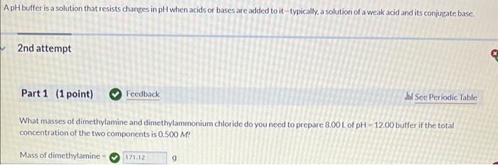 Solved A pH buffer is a solution that resists changes in pH | Chegg.com