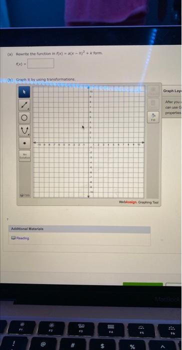 Solved (a) Rewrite the function in f(x)=a(x−h)2+x form. | Chegg.com
