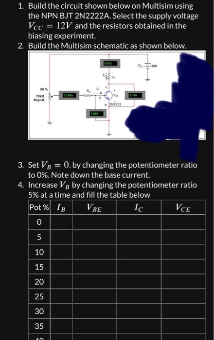 Solved 1. Build the circuit shown below on Multisim using | Chegg.com