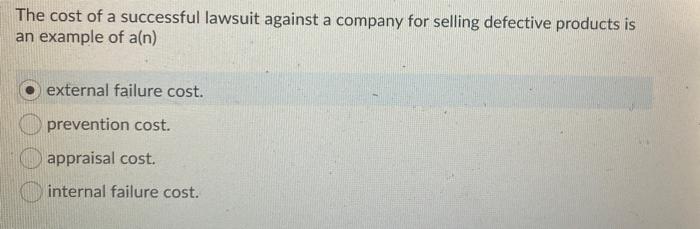 Solved What external failure cost is very difficult to | Chegg.com