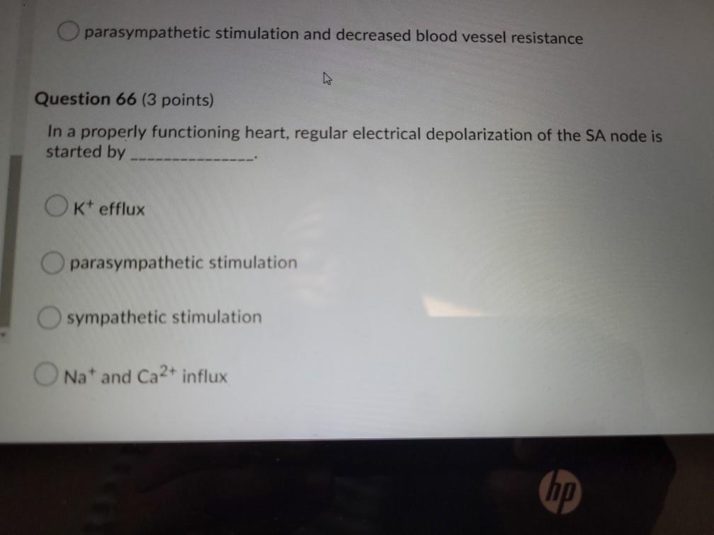 Solved parasympathetic stimulation and decreased blood | Chegg.com