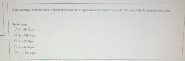 Solved if an isotropic material has a shear modulus of 30 | Chegg.com