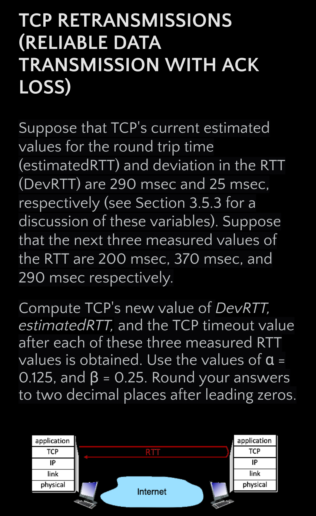 Solved TCP RETRANSMISSIONS (RELIABLE DATA TRANSMISSION WITH | Chegg.com