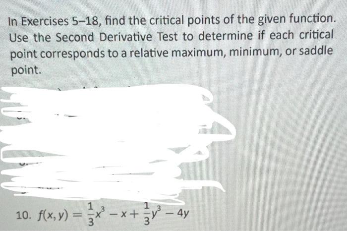 Solved In Exercises 5-18, find the critical points of the | Chegg.com