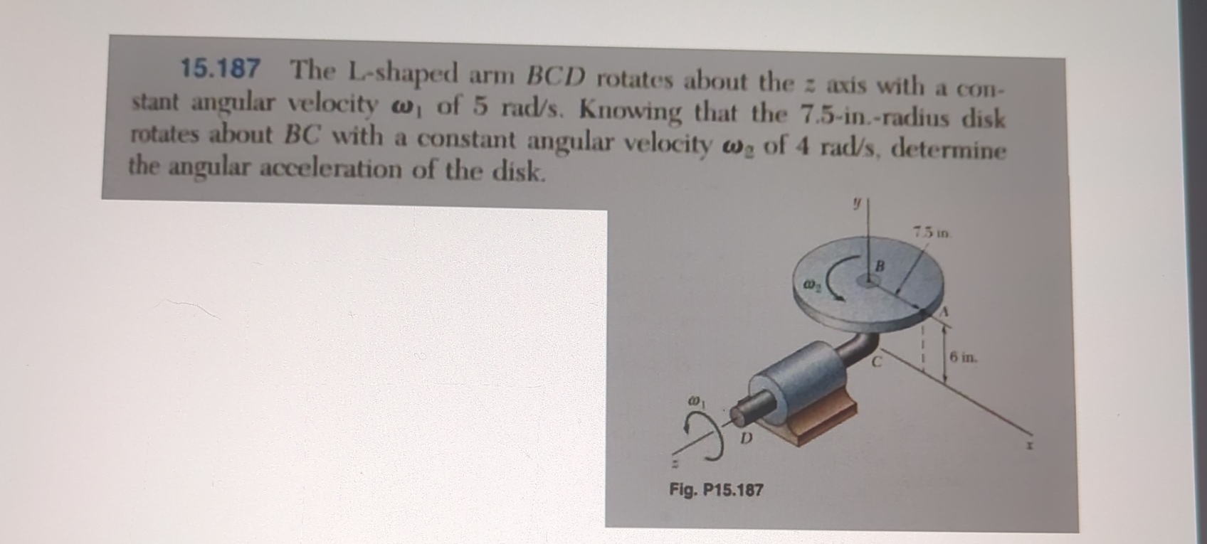 Solved 15.187 ﻿The L-shaped arm BCD rotates about the z | Chegg.com