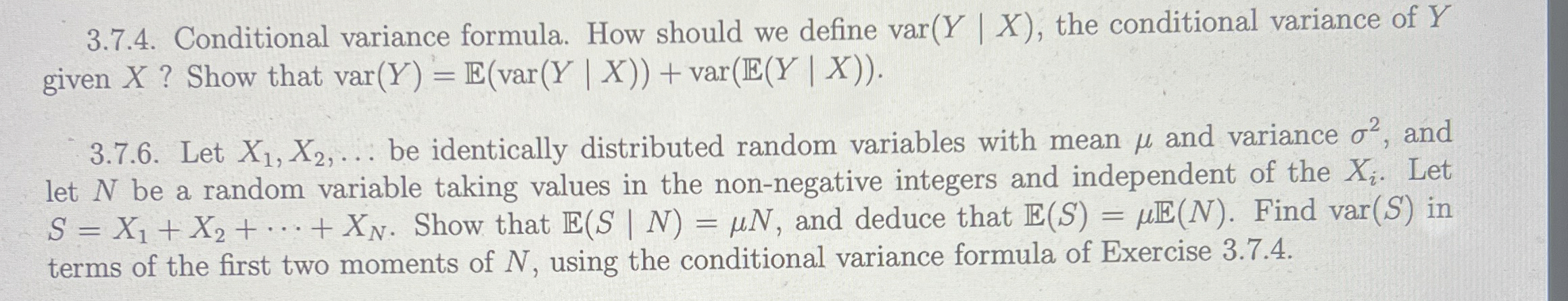 Solved 3.7.4. ﻿Conditional variance formula. How should we | Chegg.com