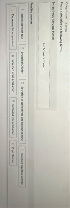 Solved Categorization 2 ﻿pointsPlease categorize the | Chegg.com