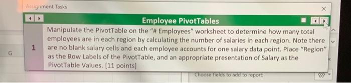 Х Assignment Tasks Employee PivotTables Manipulate | Chegg.com