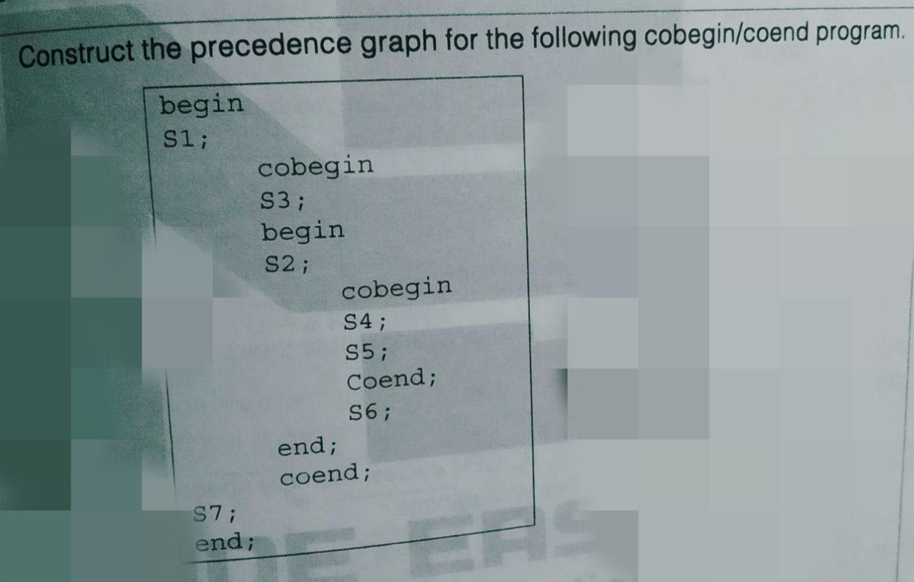 Solved Construct the precedence graph for the following | Chegg.com Solved Construct the precedence graph for the following | Chegg.com