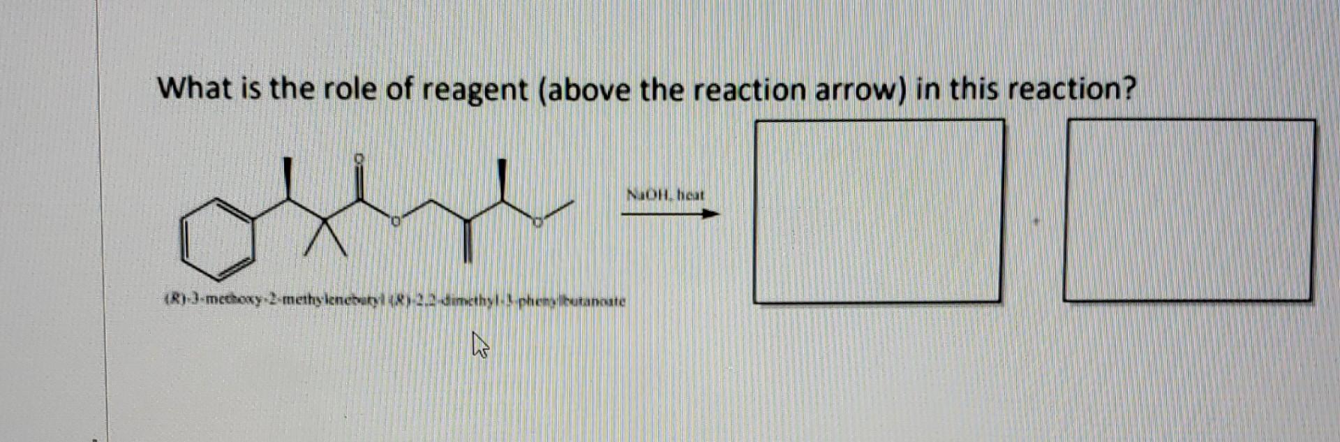 Solved What is the role of reagent (above the reaction | Chegg.com