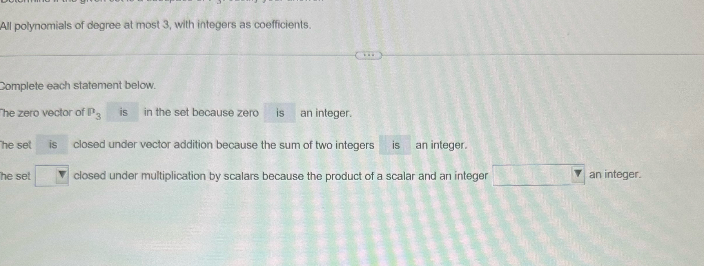 Solved All polynomials of degree at most 3 , ﻿with integers | Chegg.com