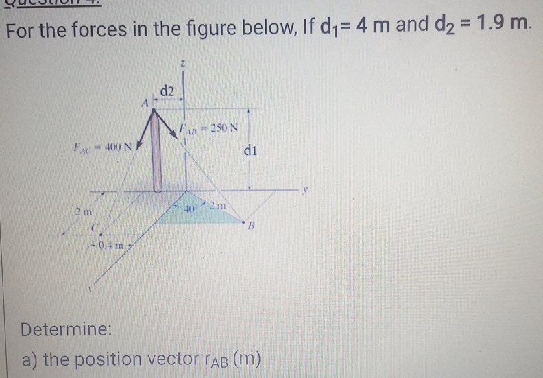 Solved For the forces in the figure below, If d1=4m ﻿and | Chegg.com