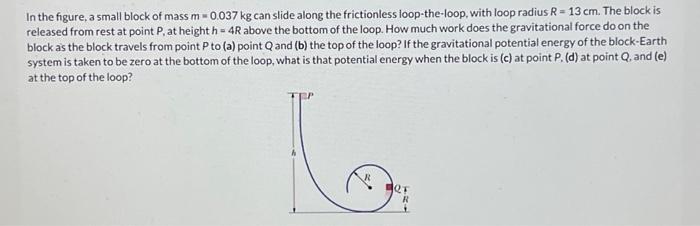 Solved In the figure, a small block of mass m=0.037 kg can | Chegg.com