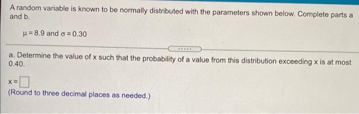 Solved A random variable is known to be normally distributed | Chegg.com