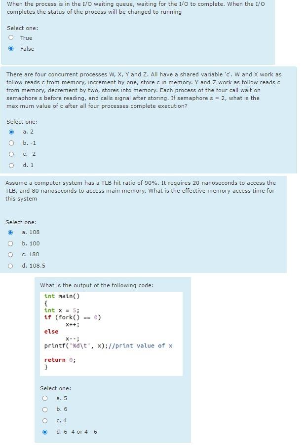 Solved When the process is in the IO ﻿waiting queue, waiting | Chegg.com