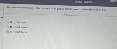 Solved point(e) ﻿possibleThe overal visual look of a chart | Chegg.com