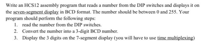 Write an HCS12 assembly program that reads a number | Chegg.com