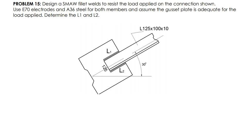 Solved PROBLEM 15: Design a SMAW fillet welds to resist the | Chegg.com