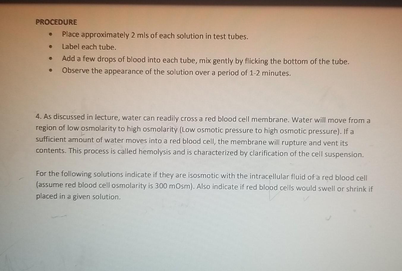 Description of the Diffusion and Osmosis experiments | Chegg.com