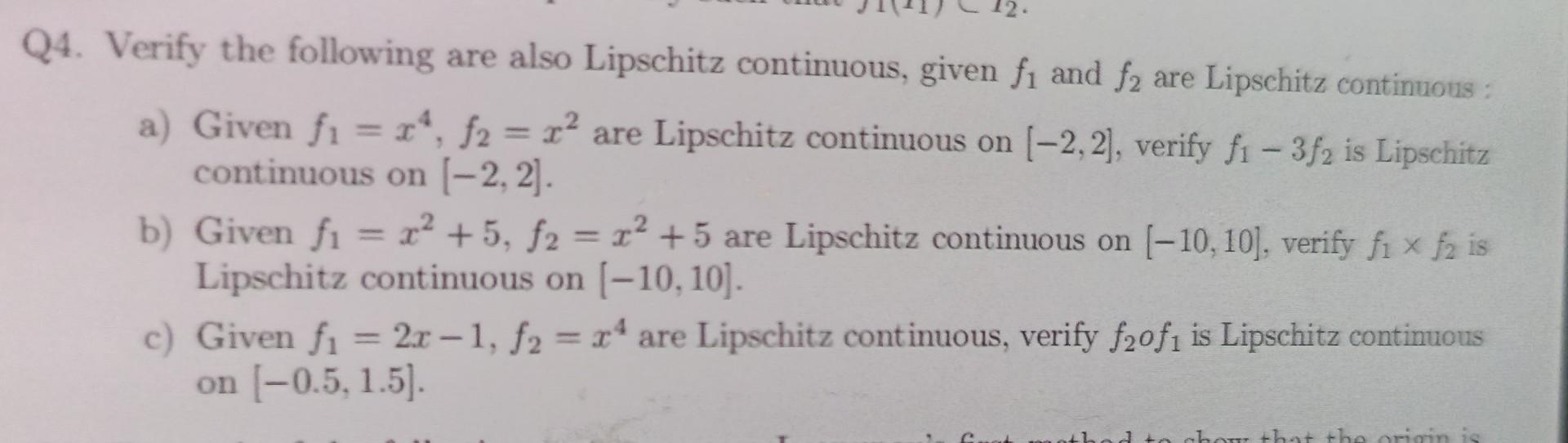 Solved 4. Verify the following are also Lipschitz | Chegg.com