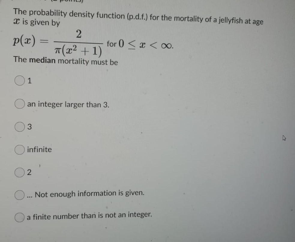 Solved The probability density function (p.d.f.) for the | Chegg.com