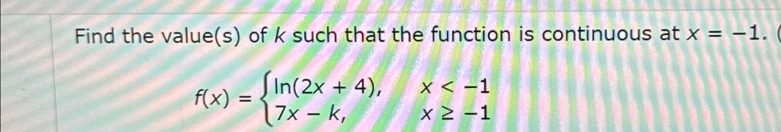 Solved Find the value(s) ﻿of k ﻿such that the function is | Chegg.com