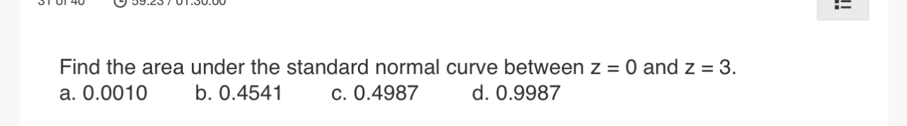 Solved Find the area under the standard normal curve between | Chegg.com