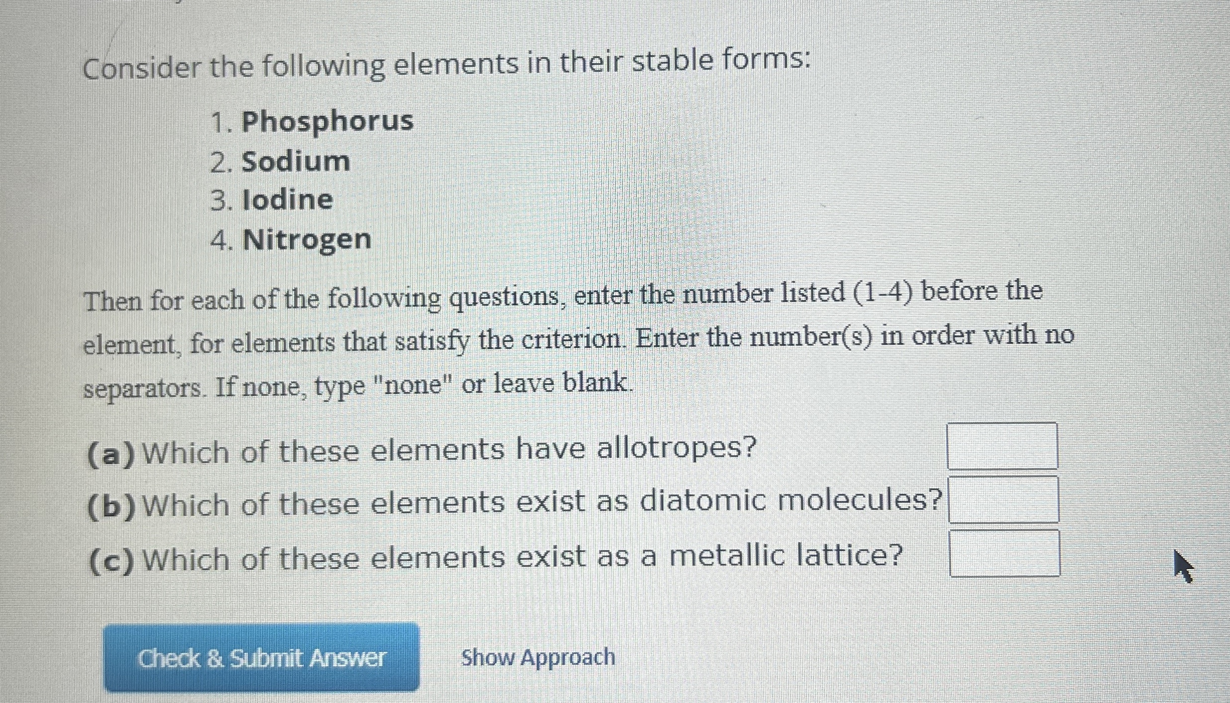 Solved Consider the following elements in their stable | Chegg.com