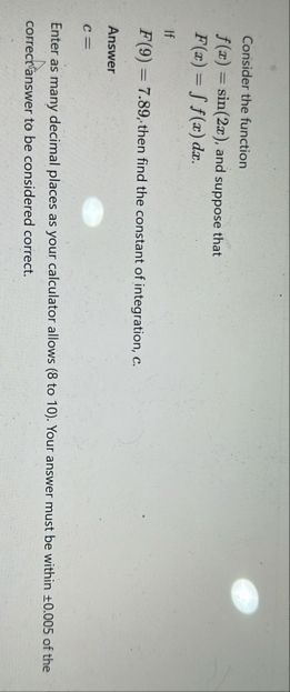 Solved Consider the functionf(x)=sin(2x), ﻿and suppose | Chegg.com
