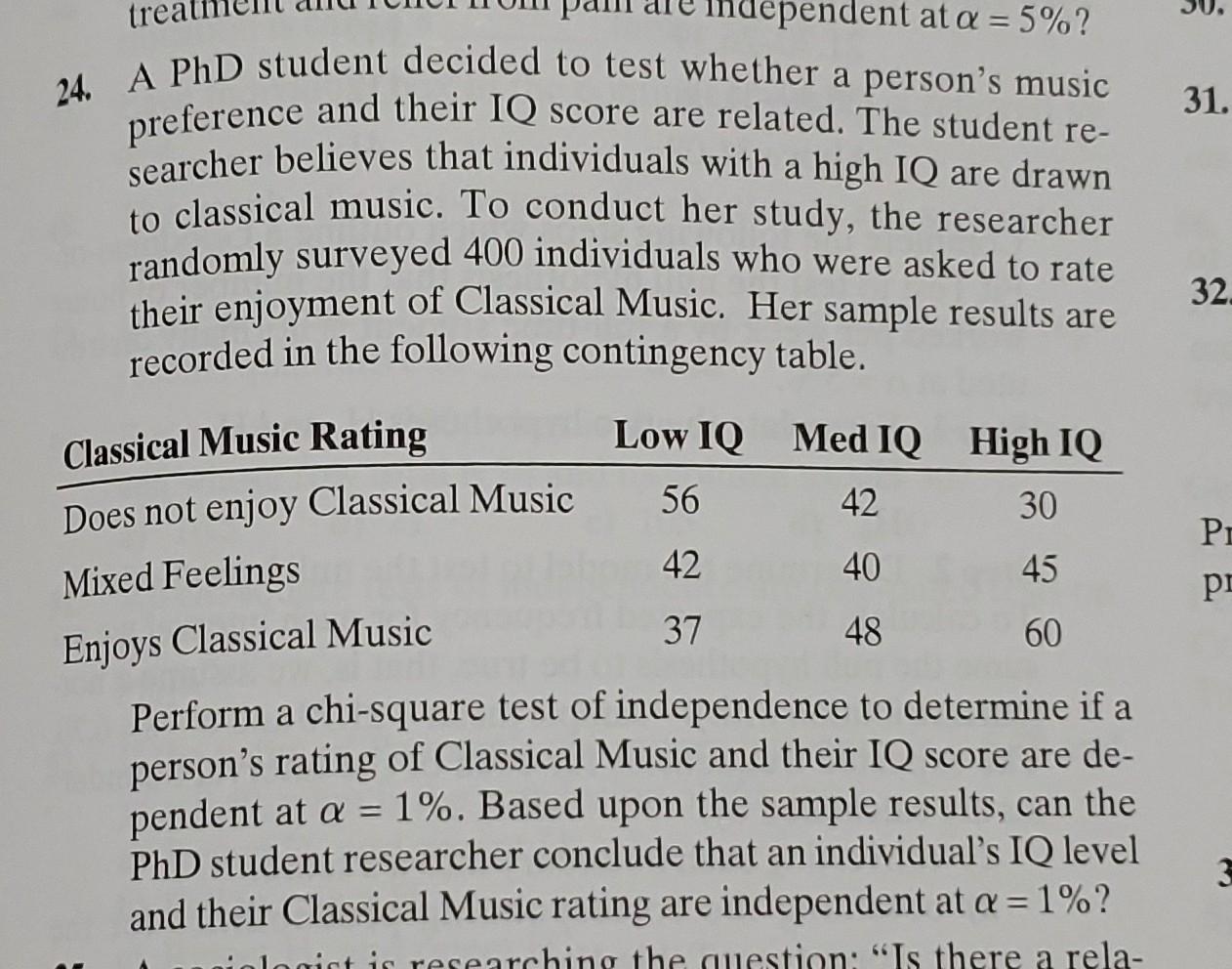 Solved 24. A PhD student decided to test whether a person's | Chegg.com