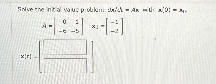 Solved Solve the initial value problem dx/dt=Ax with | Chegg.com