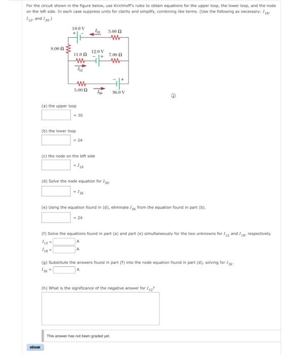 Solved For the circult shown in the figure below, use | Chegg.com