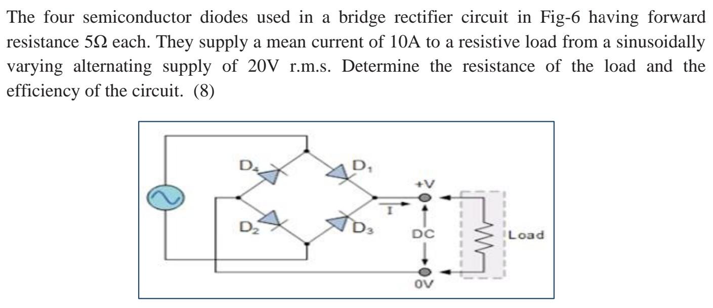 Solved The four semiconductor diodes used in a bridge | Chegg.com