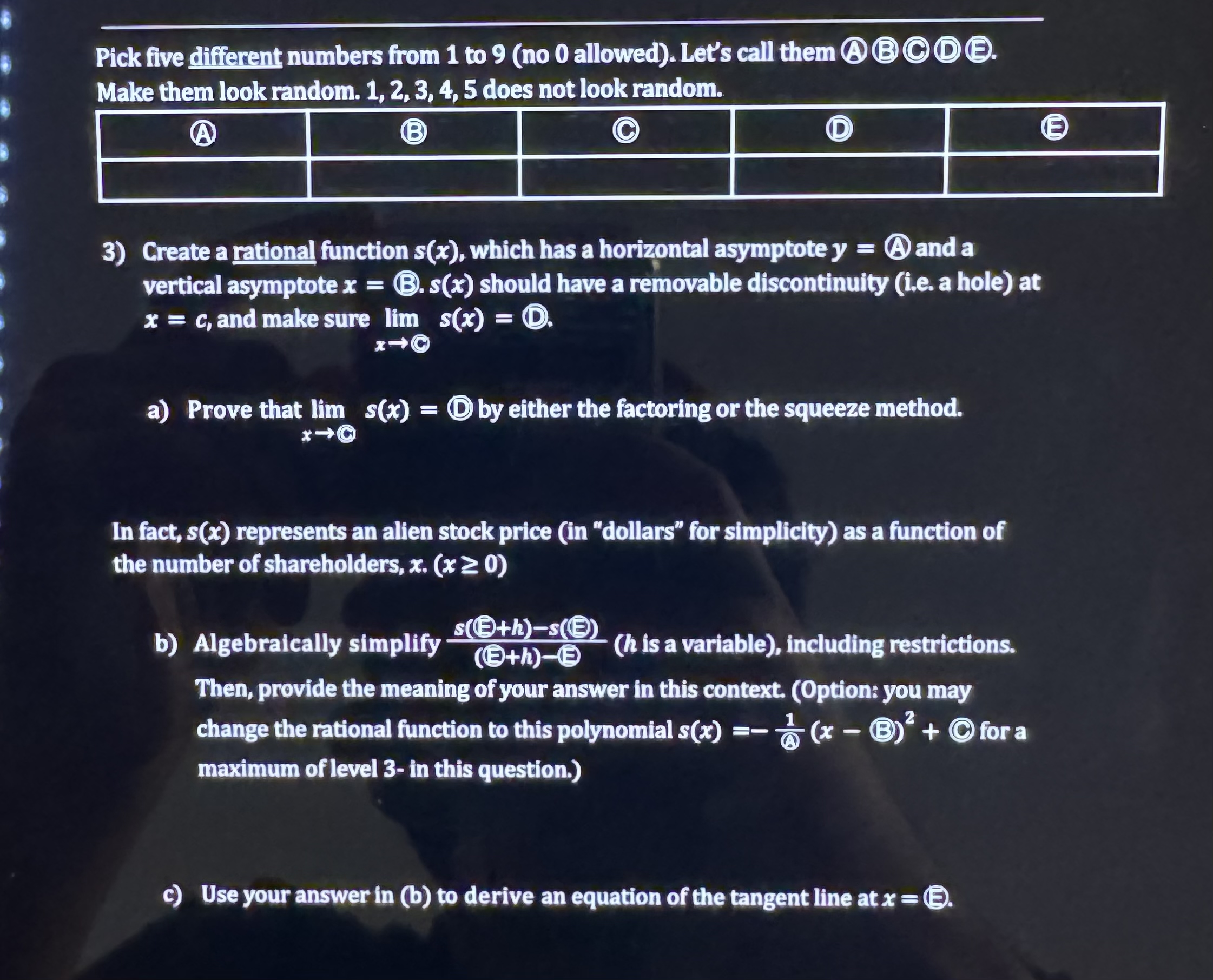 Pick five different numbers from 1 ﻿to 9 (no 0 | Chegg.com