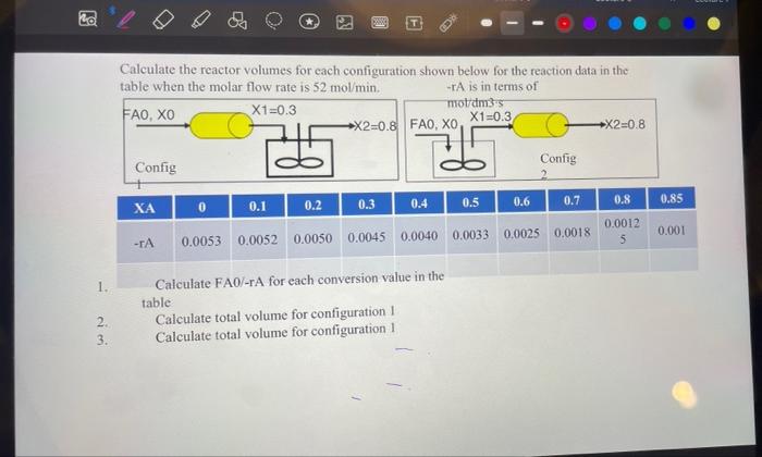 Solved Calculate the reactor volumes for each configuration | Chegg.com