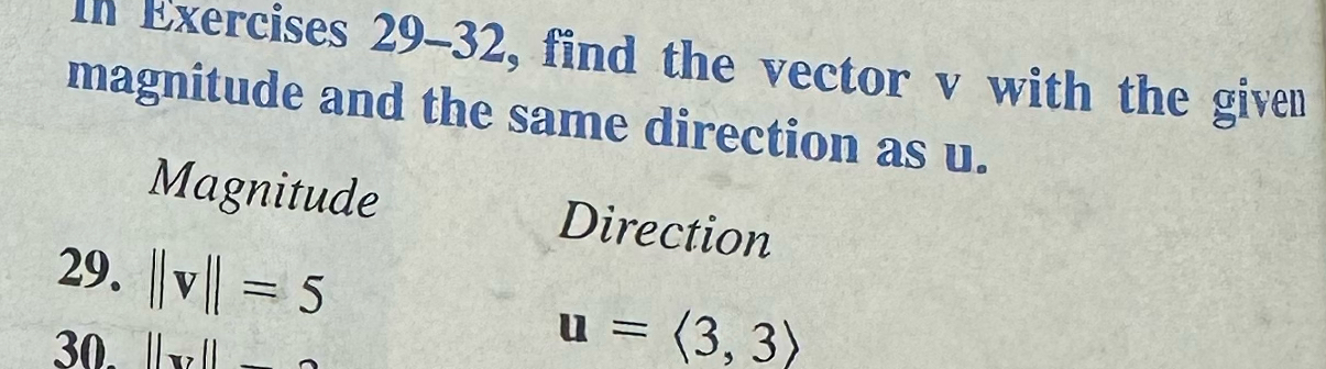 Solved Exercises 29-32, ﻿find the vector v ﻿with the given | Chegg.com