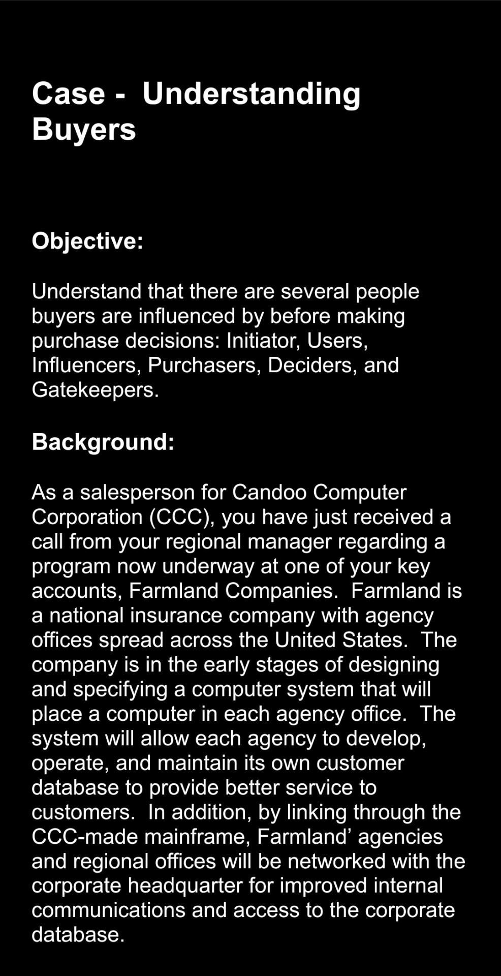 Solved Case - Understanding Buyers Objective: Understand | Chegg.com