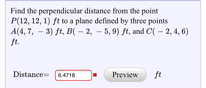 Solved Find the perpendicular distance from the point P(12, | Chegg.com