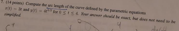 Solved Compute the arc length of the curve defined by the | Chegg.com