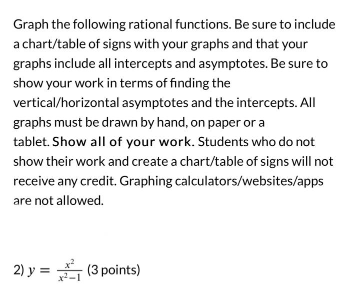 Solved Graph the following rational functions. Be sure to | Chegg.com