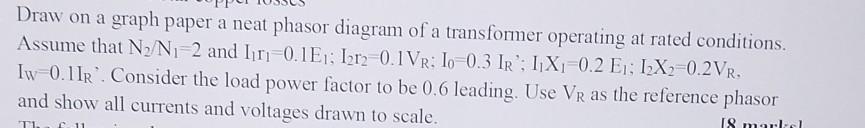 Solved Draw on a graph paper a neat phasor diagram of a | Chegg.com