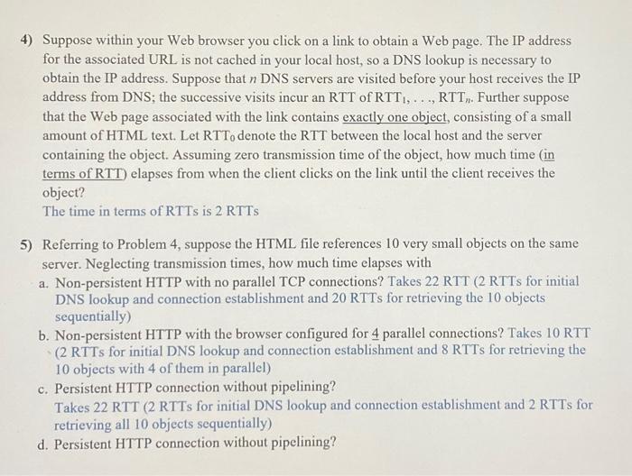 Solved 4) Suppose within your Web browser you click on a | Chegg.com