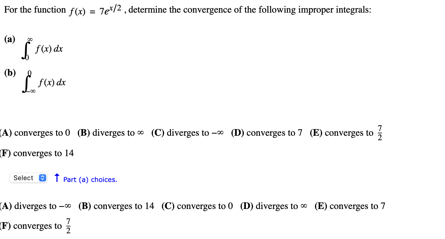 Solved For the function f(x)=7ex2, ﻿determine the | Chegg.com