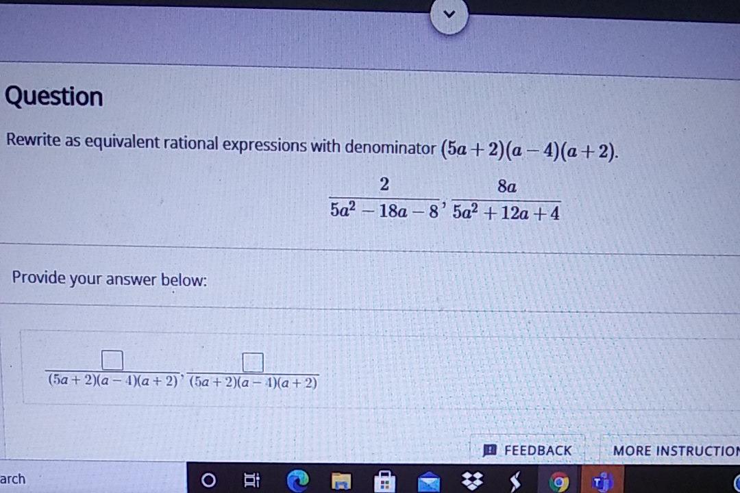 Solved Question Rewrite as equivalent rational expressions | Chegg.com