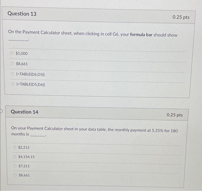 Solved On the Payment Calculator sheet, when clicking in | Chegg.com