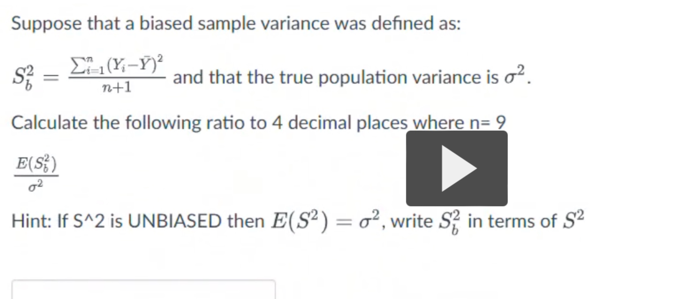 Solved Suppose that a biased sample variance was defined | Chegg.com