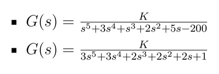 Solved Using the Routh criterion, find the values of K so | Chegg.com