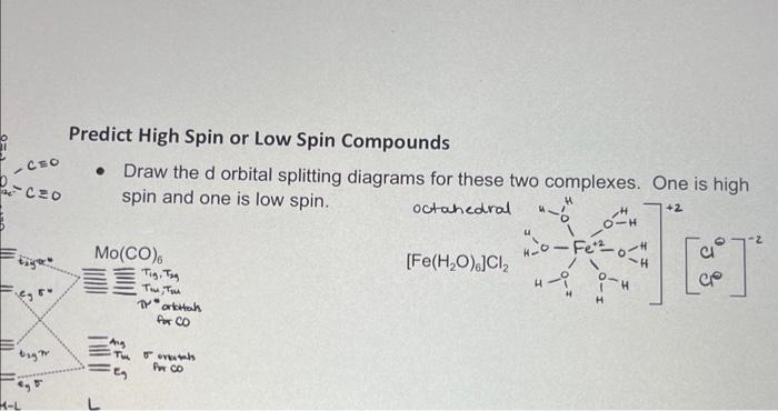 Solved Predict High Spin or Low Spin Compounds - Draw the d | Chegg.com