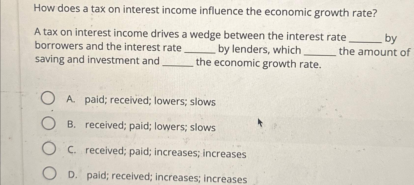 Solved How does a tax on interest income influence the | Chegg.com